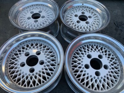15 MESH WHITE Wheels Rims Vintage American Racing Classic Polished Lip ...