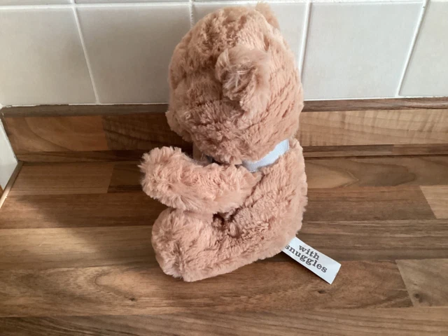 CARD FACTORY WITH Snuggles Teddy Bear Brown soft toy Grey Blue Bow 20cm ...