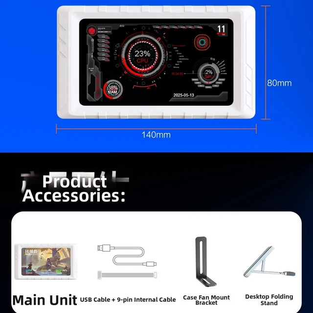 MIRABOX D5 5 Inch USB Secondary Display with Real Time Clock and Media ...