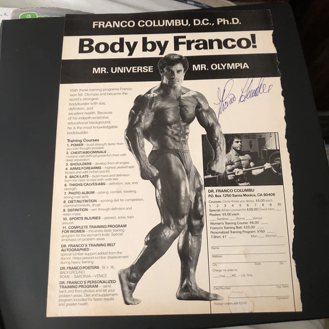 BODYBUILDER FRANCO COLUMBU muscle bodybuilding Autographed SIGNED ...