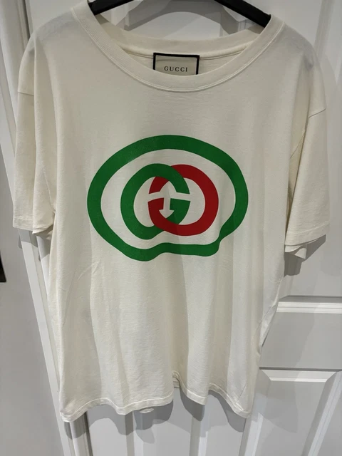 GUCCI GG INTERLOCKING Logo Oversized Tshirt Milk White Colour Size ...