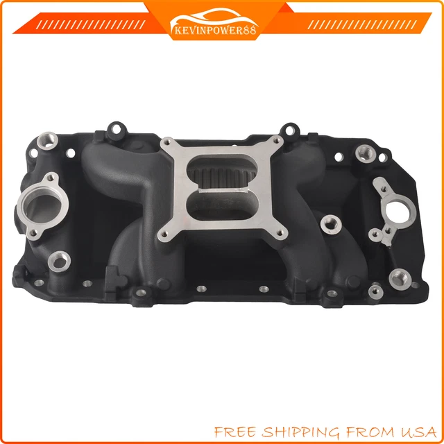 AIR GAP DUAL Plane Intake Manifold Black For Big Block Chevy BBC V8 396 ...
