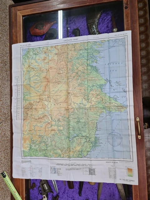 WW2 AIR FORCE Aaf Cloth Chart Map Usa 1944 East Borneo $75.00 - PicClick AU