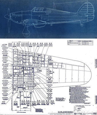 HAWKER HURRICANE ORIGINAL Blueprint Plans WW2 period archives RARE ...