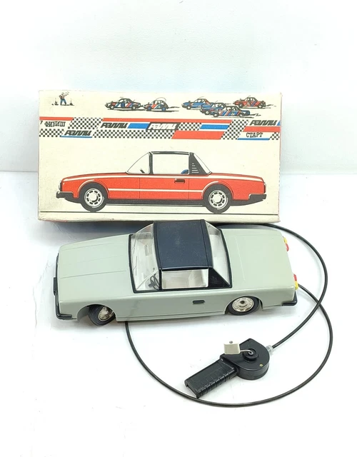 VINTAGE RARE USSR Soviet Tin Mechanical Remote Control Toy Cabriolet ...
