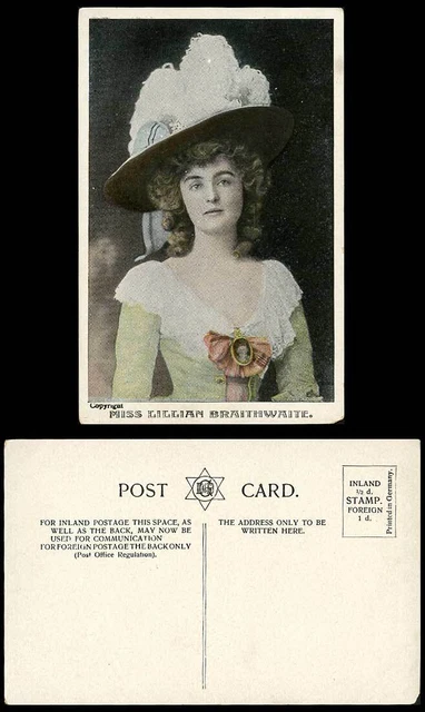 EDWARDIAN ENGLISH ACTRESS Miss Lilian Lillian Braithwaite Old Colour Postcard £4.99 - PicClick UK