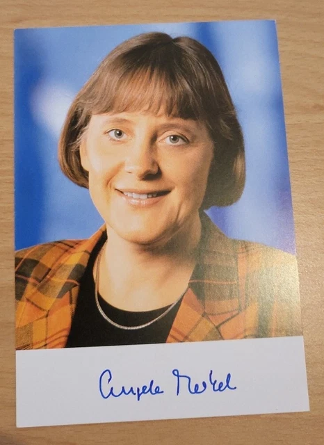 AUTOGRAMMKARTE 8. DEUTSCHE Bundeskanzlerin Angela Merkel, handsigniert ...