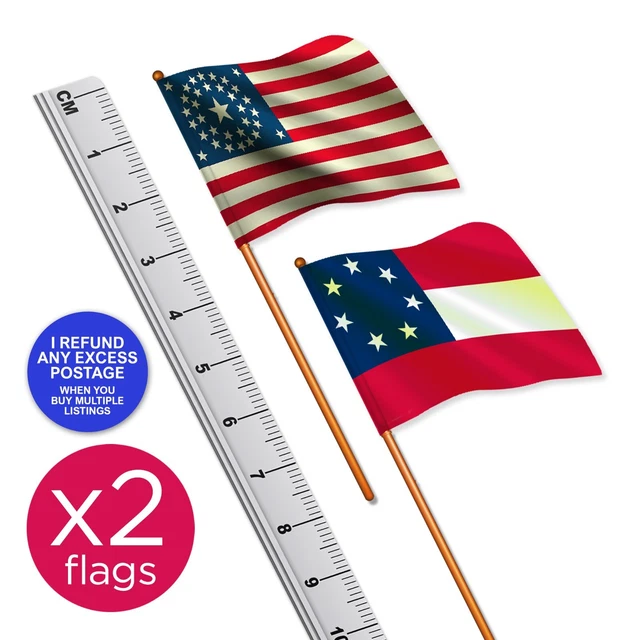 2 X FLAGS US Civil War North South 34/7 Set (Quality) 1:32 Scale ...