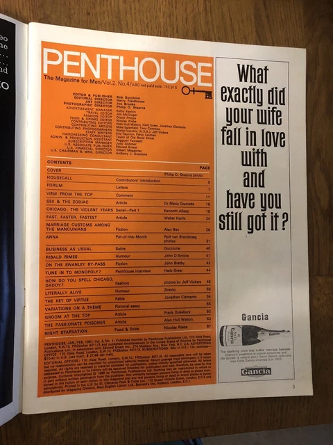 PENTHOUSE MAGAZINE VOLUME 2 No 4 - January February 1967 - Anna Moll £ ...