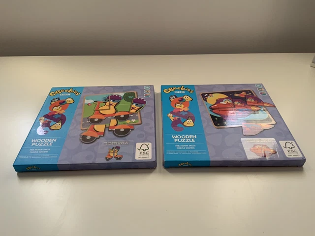 CBEEBIES BBC WOODEN Puzzles for fine motor skills + puzzle solving (2 ...