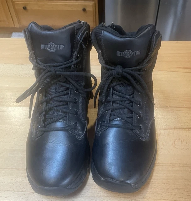 INTERCEPTOR MEN'S TACTICAL Composite Steel Toe Work Boots Black Leather ...