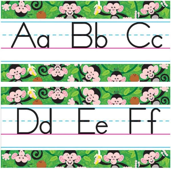 MONKEY MISCHIEF ABC Jumbo Alphabet Line School Classroom Display Border ...