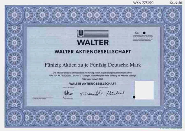 WALTER AG 1990 Tübingen Stuttgart Sandvik Stockholm Schleifring Hamburg 2500 DM EUR 98,00 ...