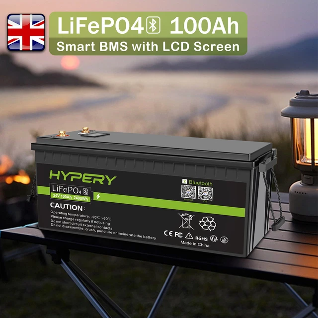 LIFEPO4 100AH 24V LITHIUM Bluetooth Solarbattery Off-grid Leisure RV ...