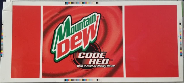 MOUNTAIN DEW CODE Red Label Advertising Art Work Bottle Offset Three ...