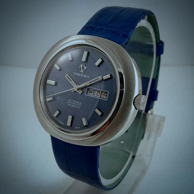 TRESSA AUTOMATIC INCABLOC 25 Jewels Day/Date Swiss Made Men's Steel Wrist Watch £193.15 ...