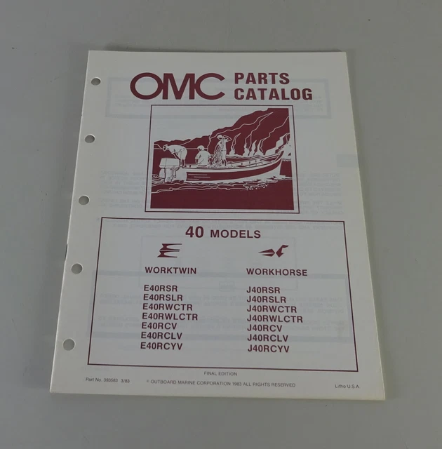 PARTS CATALOG OMC Evinrude / Johnson Outboards 40 HP Models Stand 03/ ...