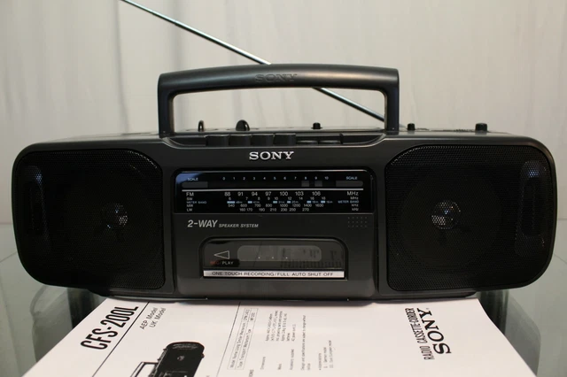 SONY CFS-200L STEREO Radio Cassette Tape Recorder Ghettoblaster Boombox ...