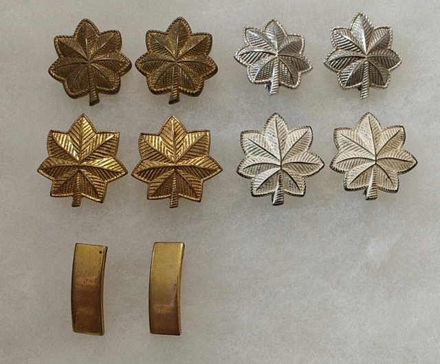 WW2 & POST US Army Military Rank Pin Sets 2nd Lieutenant, Major, & Lt ...