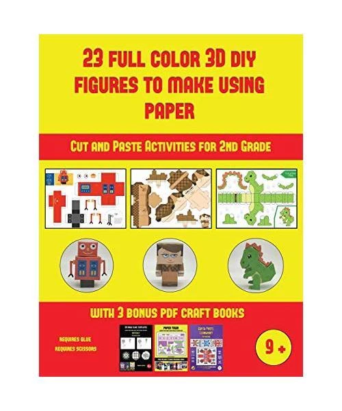 CUT AND PASTE Activities for 2nd Grade (23 Full Color 3D Figures to ...