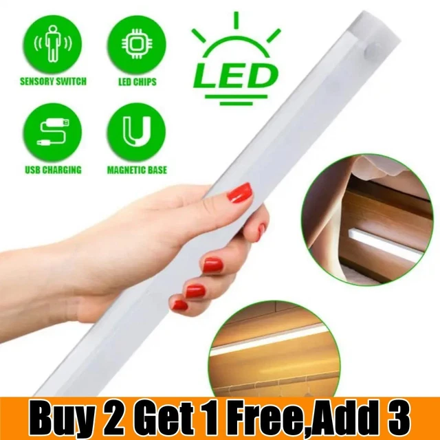 PIR MOTION SENSOR Light Strip USB-Rechargeable Wireless LED Cabinet ...