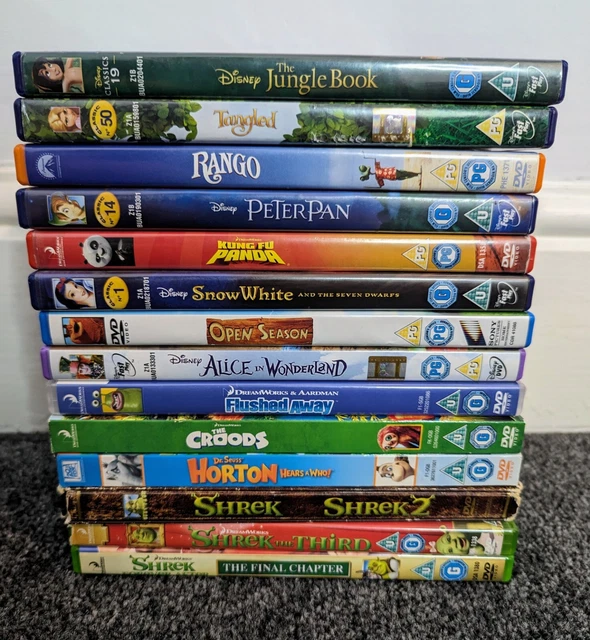 KIDS DVD BUNDLE Job Lot Disney DreamWorks - Shrek, Kung Fu Panda ...