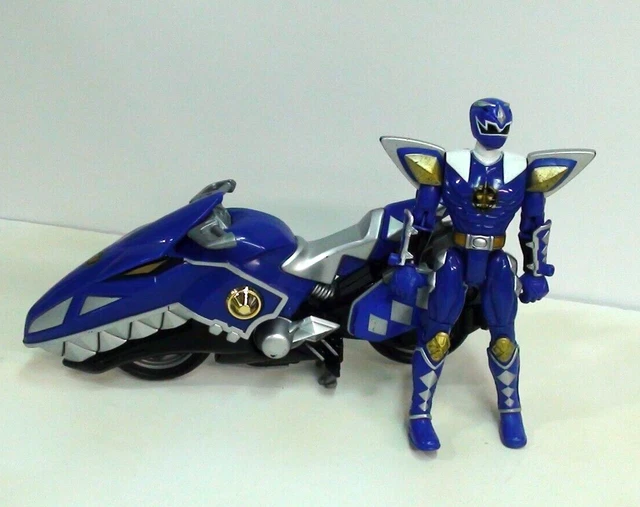 POWER RANGERS DINO Thunder Blue Ranger With Raptor Motorcylcle 2003 $22 ...