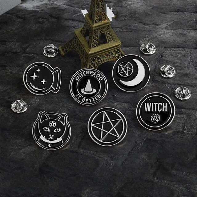 Dripping Oil Witches Cartoon Punk Enamel Pins Clothes Lapel Pin Badge