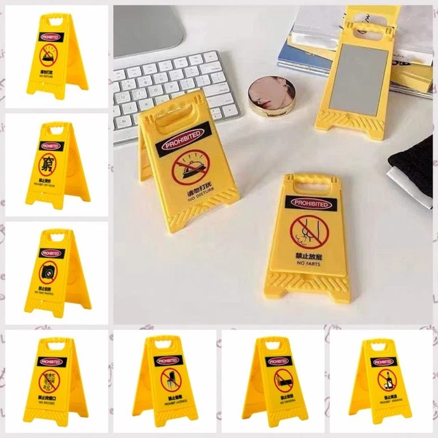 FOLDING POCKET MIRROR Warning Signs Handhold Mini Mirror Girl's Gift ...