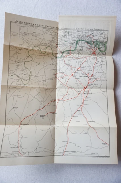 1912 LONDON BRIGHTON South Coast LBSCR Railway Map Metropolitan Lines ...