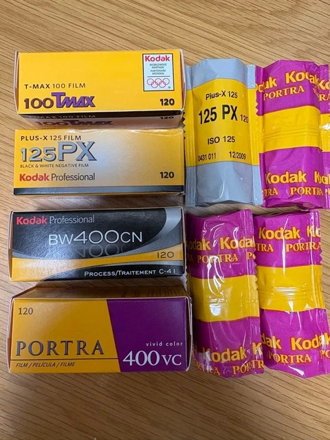 KODAK T-MAX 100, Plus-X 125, BW400CN, Portra 400VC 120 Film Lot ...