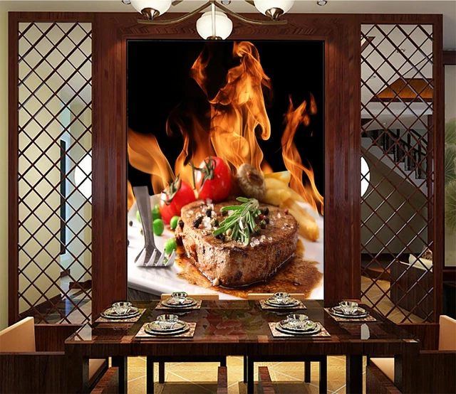 3D FLAME STEAK 40390NA Wallpaper Wall Murals Removable Wallpaper Fay ...