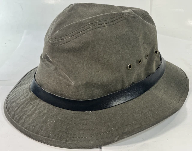 VINTAGE CC FILSON Tin Cloth Otter Green Packer Hat Fedora Size Medium ...