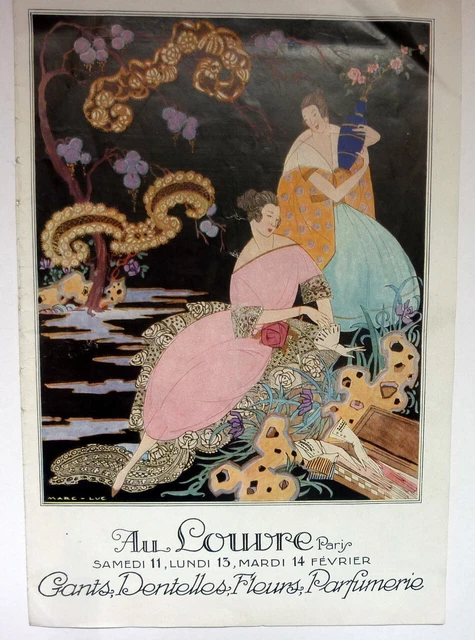 PUBLICITÉ MAGASIN LOUVRE dessin couleurs MARC LUC non datée circa 1930 ...