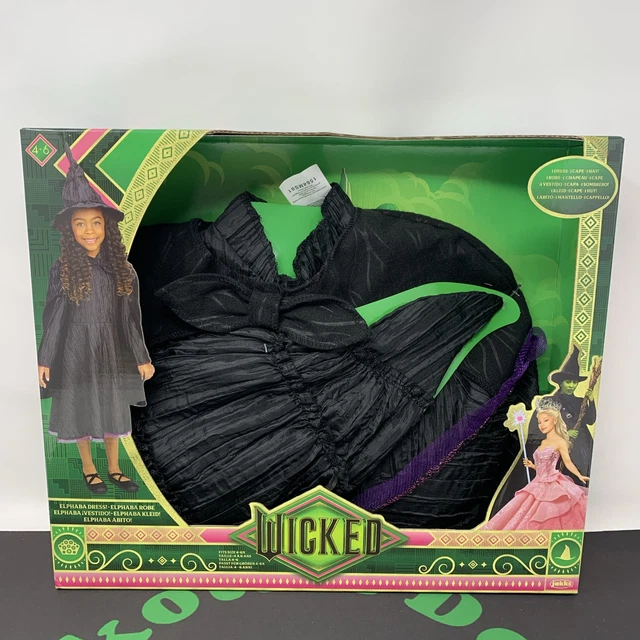 WICKED DELUXE ELPHABA Dress Robe Cape Hat Child Dress Set Size 4-6X £15 ...