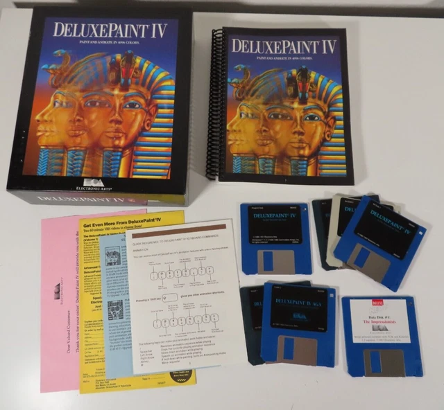 DELUXE PAINT IV v4.0 Commodore Amiga 1991 EA Electronic Arts 7 Disks w ...