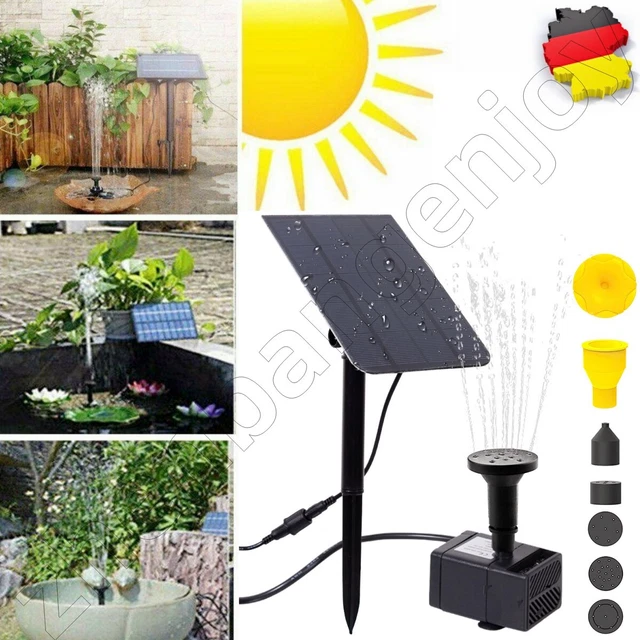 SOLAR TEICHPUMPE SOLARPUMPE teich zier Wasserspiel mit Akku Garten ...