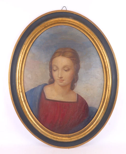 TABLEAU ANCIENNE HUILE sur Toile De Raffaello Madonna Chardonneret ...