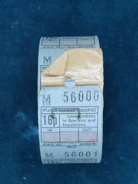 IPSWICH BOROUGH TRANSPORT 16p BUS CONDUCTOR CLIPPY ULTIMATE TICKET ...