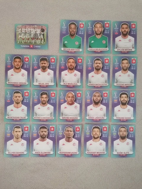 TEAM TUNISIE PANINI FOOT WORLD CUP 2022 QATAR STICKER CARD FIGURINE ...