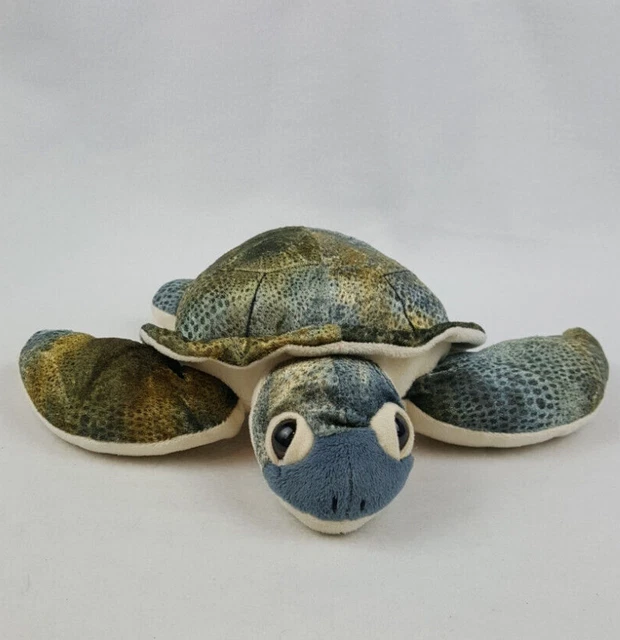 WILD REPUBLIC GREEN Sea Turtle 11x14" Plush Realistic Stuffed Animal ...