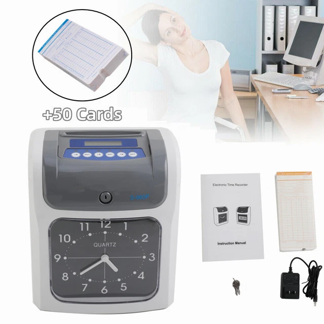 EMPLOYEE ATTENDANCE PUNCH Time Clock Payroll Recorder LCD Display+50 ...