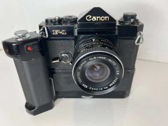 CANON F1 F-1 35 mm SLR Body SLR camera w Motor Drive, grip mf, brass ...