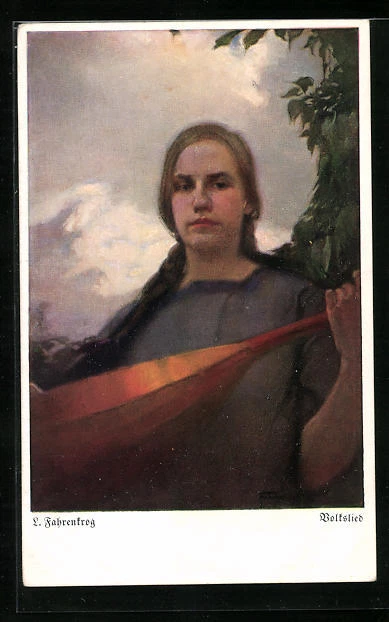 KÜNSTLER-AK LUDWIG FAHRENKROG: Junge Frau mit Laute EUR 6,00 - PicClick DE