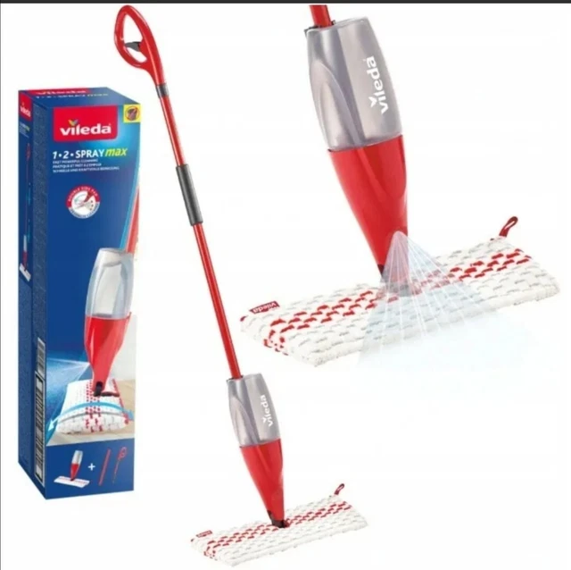 VILEDA SPRAY FLAT Mop 1-2 Spray Max Rotating Head 750ml Floor Cleaning ...