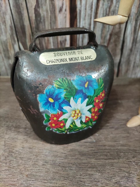 Cloche En Métal Décor Peint Souvenir De Chamonix Vintage Eur 12 00