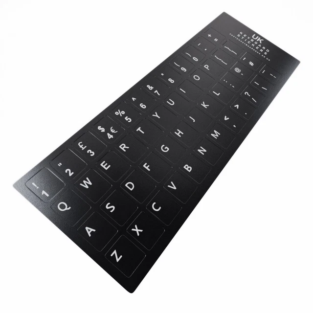 UK ENGLISH KEYBOARD STICKERS Black QWERTY Keyboard Desktop, Laptop ...