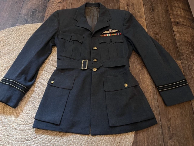 WW2 RAF PILOTS dress tunic with bar and cap , post war badge-buttons £ ...