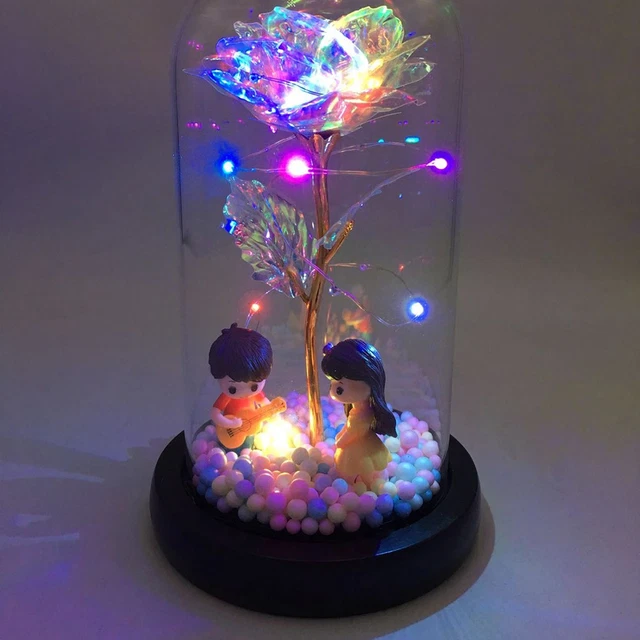 VALENTINE ROSE LED Light Table Flowers Decoration Bottle Lamps Glass £ ...