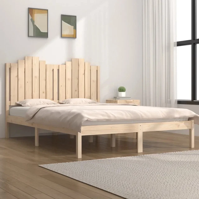 WALPLUS BED FRAME Without Mattress Solid Wood 140x190 cm Double Bed £ ...